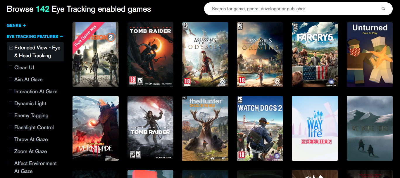 What Features Are Available For Each Game Tobii Eye Tracking Support